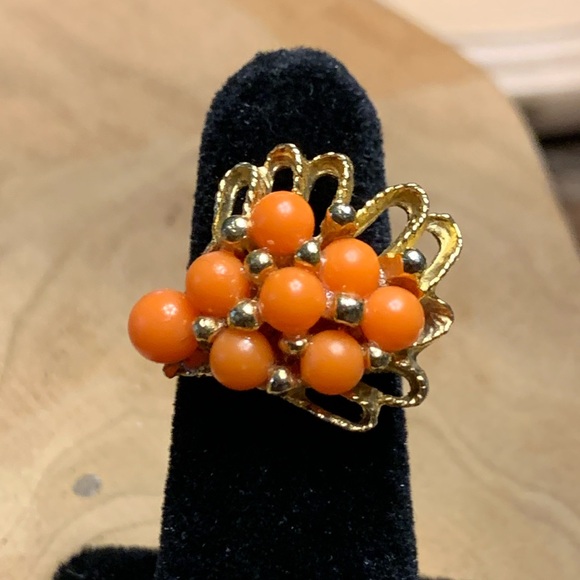 Vintage | Jewelry | 6s Mcm Edwardian Coral Beads Cluster Golden ...